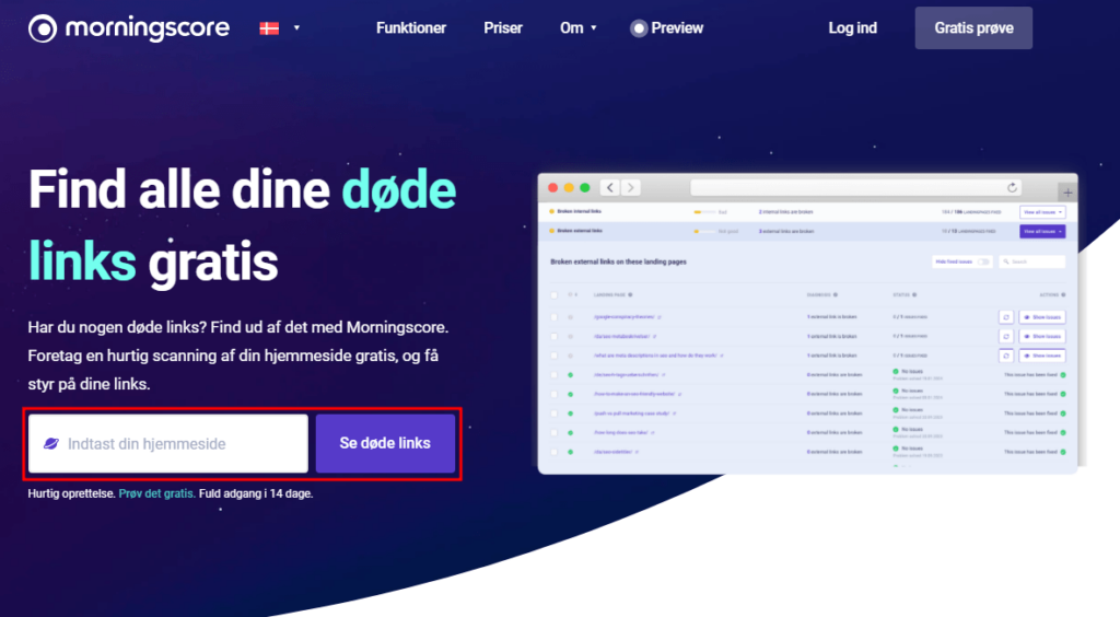 Find døde links | Find og løs defekte links på dit website