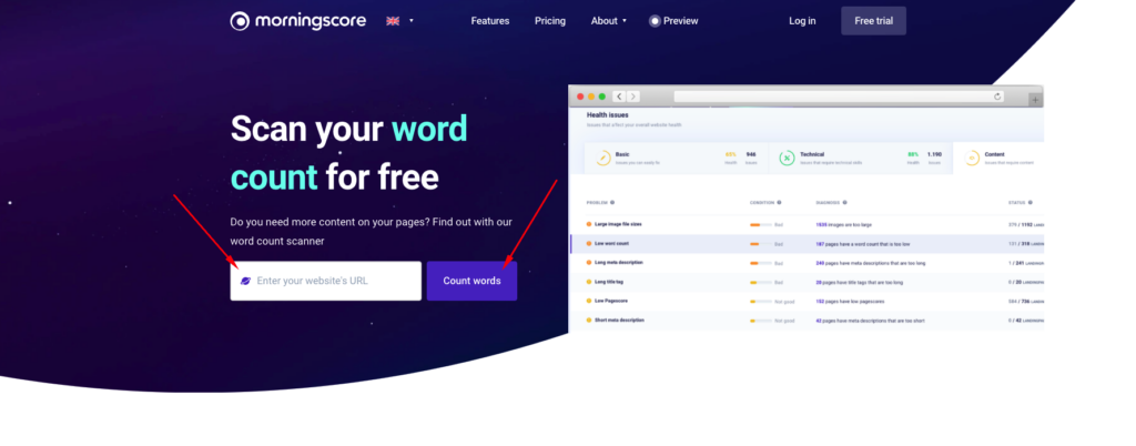 SEO word count scanner | Optimize your content
